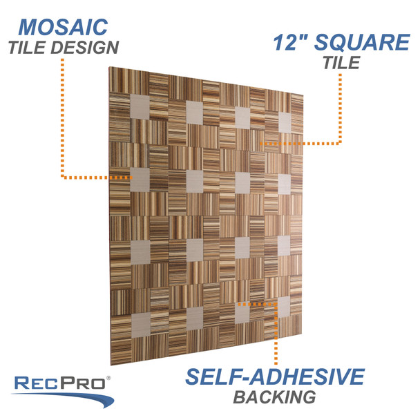 RV Backsplash Pyrite Pinwheel Tile 12" x 12" Peel and Stick - RecPro