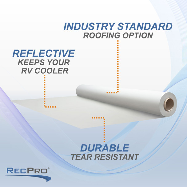 PVC RV Rubber Roof Material in White - By The Foot - RecPro