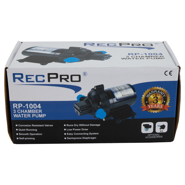 RecPro 12V Electric 3 Chamber RV Water Pump Shurflo Replacement - RecPro