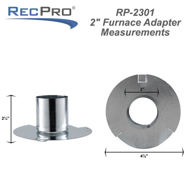 RV Furnace Duct Adapter 2" Galvanized - RecPro