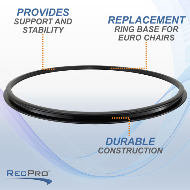 Replacement Euro Chair Ring Base Bottom - Black Plastic - RecPro