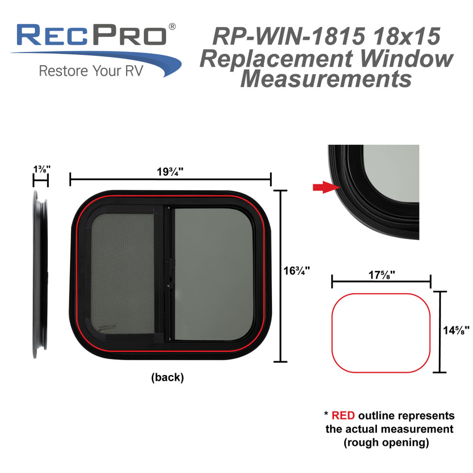 RV Window Teardrop 18"W x 15"H with Trim - RecPro