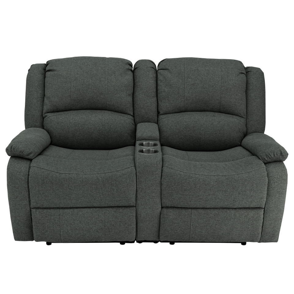 RecPro Charles 64" Double RV Wall Hugger Recliner Sofa with Console in ...