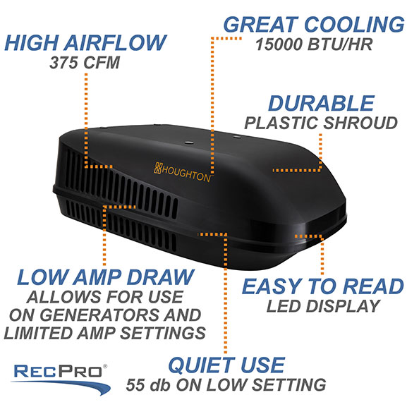 RV Air Conditioner 15K Quiet AC Unit with Heat Pump, Remote Control ...