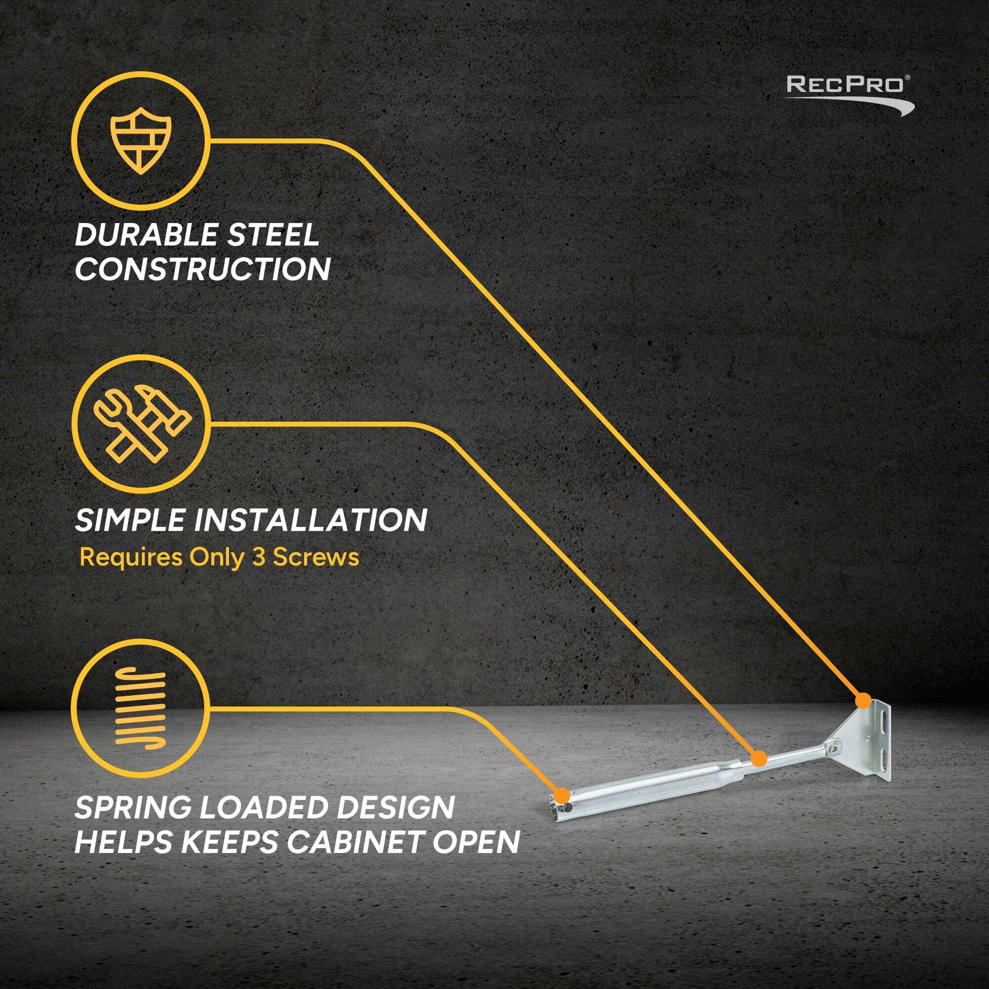 RecPro RV Cabinet Door Holder Strut Steel Spring Loaded 2 Pack - RecPro