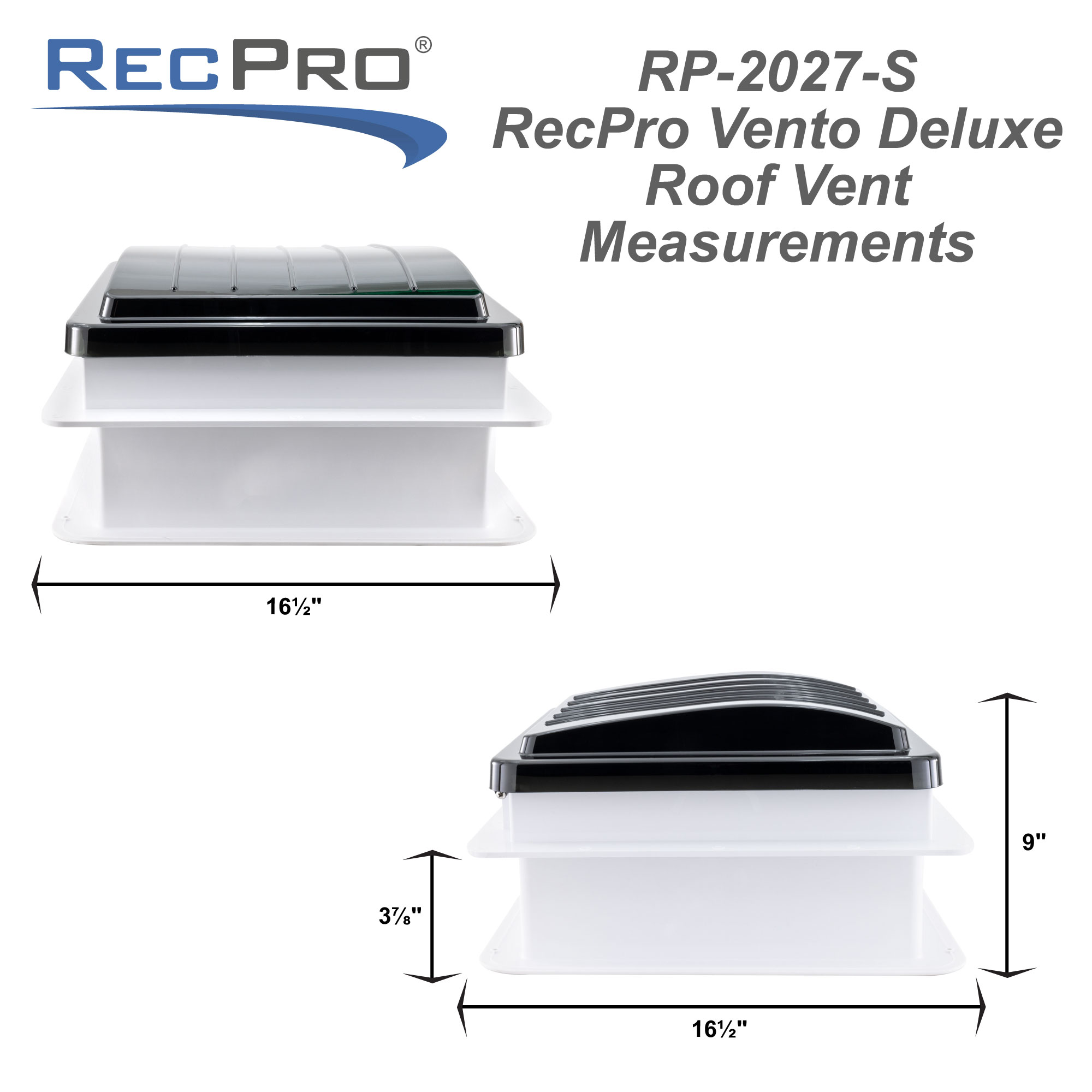 Vento Deluxe RV Roof Vent 10 Speed with Rain Sensor, Garnish Ring and ...