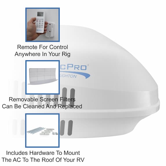 RV Air Conditioner 15K Quiet AC/Heat Pump with Condensate Pump, Remote ...