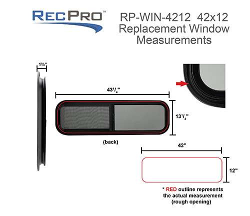 RV Window 42" x 12"