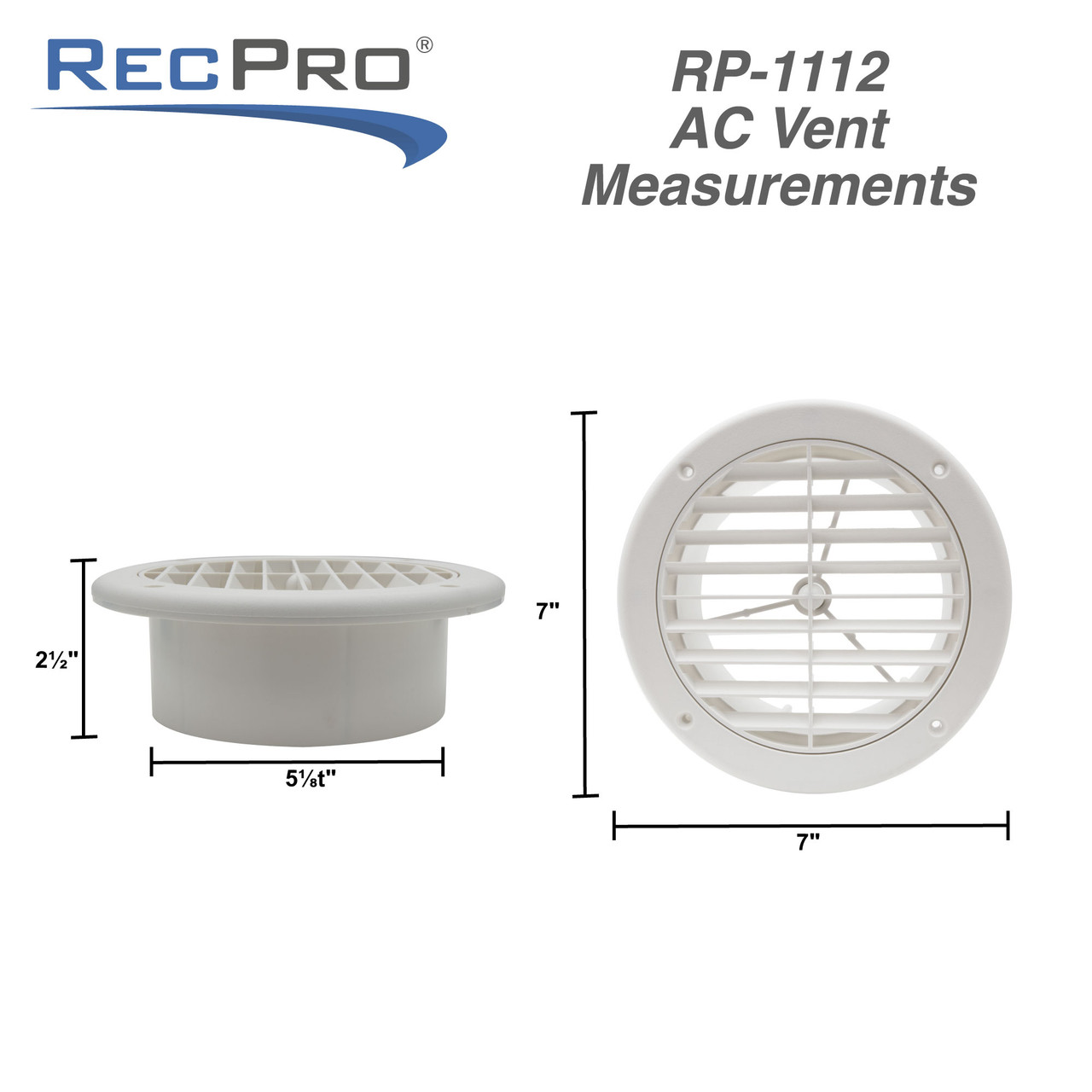 RV AC Vent 5 with Optional Charcoal Filter White RecPro