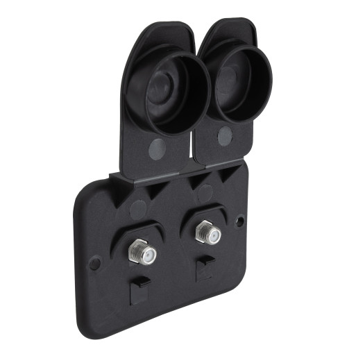 RV Double Cable TV Hookup Coaxial Plate - RecPro