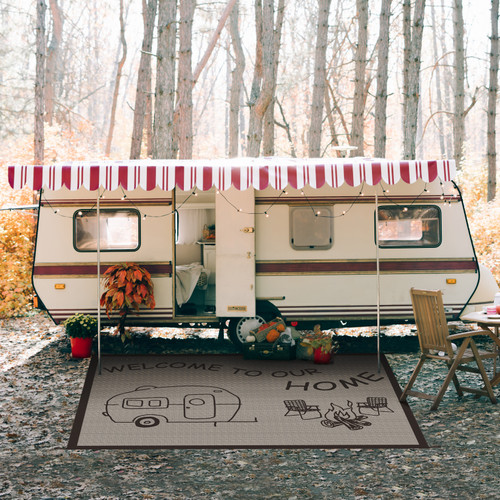 RV Outdoor Water Resistant Rug - Welcome to our Home - RecPro