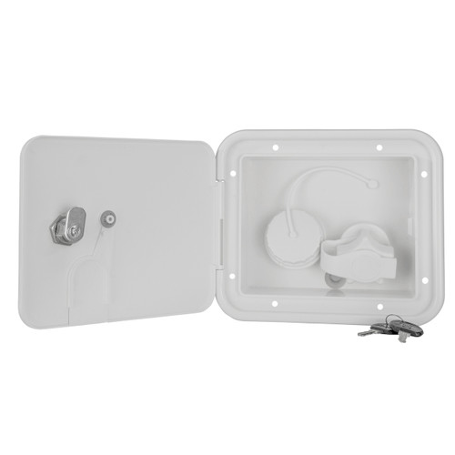 RV Gravity-fed city water hook-up inlet with locking hatch door - RecPro