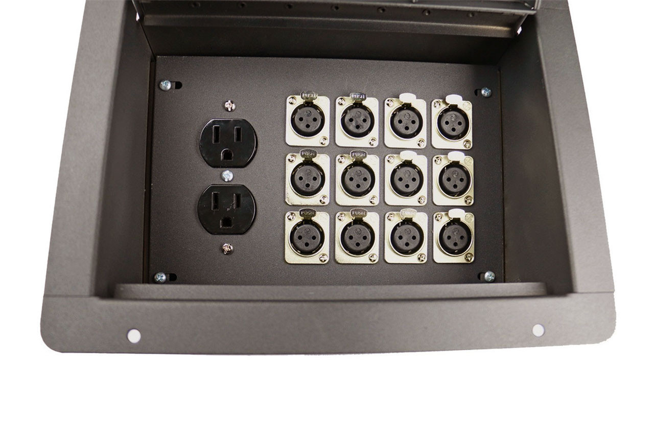 Recessed Floor Box with 12 XLRF + Duplex AC with Back Box - Monkey ...