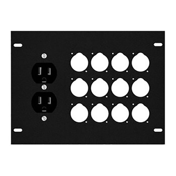 Floor Box Plate with 12 XLR + Duplex AC - Monkey Wrench Productions