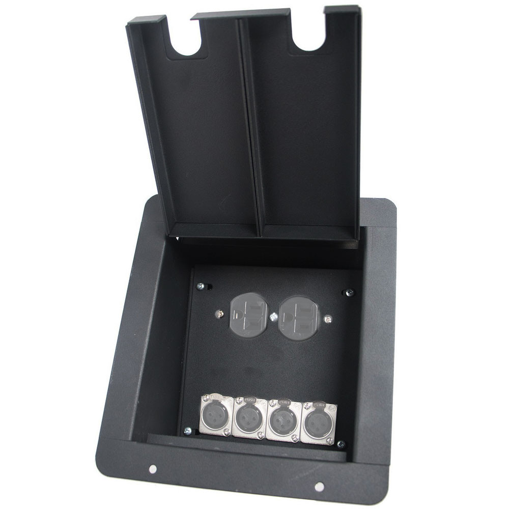 Recessed Floor Box with Empty Plate for 4 XLRF + Duplex AC - Monkey ...
