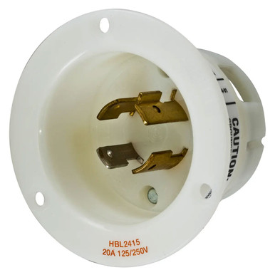 Hubbell HBL2415 Twist Locking Male Insulgrip Flanged Inlet 20A 125/250V ...
