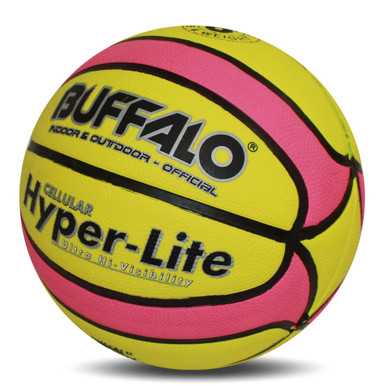 Buffalo Sports Hyper-Lite Cellular Rubber Basketball Neon Yellow and Pink