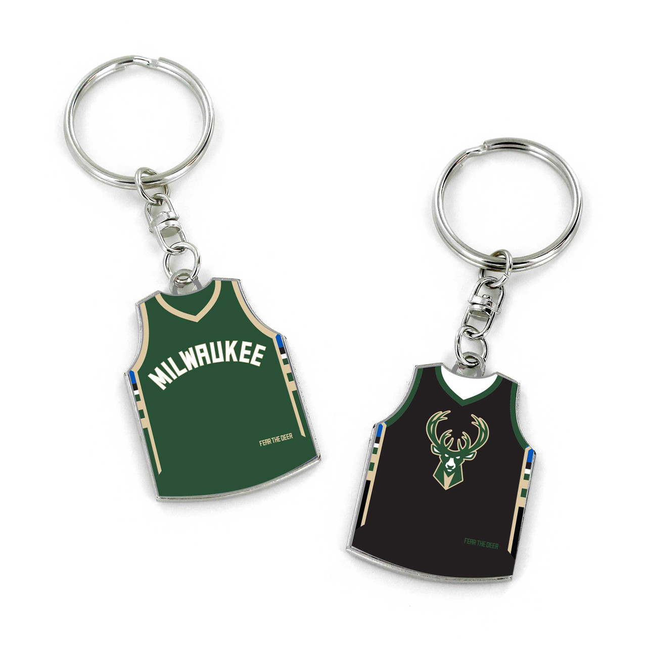 MILWAUKEE BUCKS REVERSIBLE HOME/AWAY JERSEY KEYCHAIN
