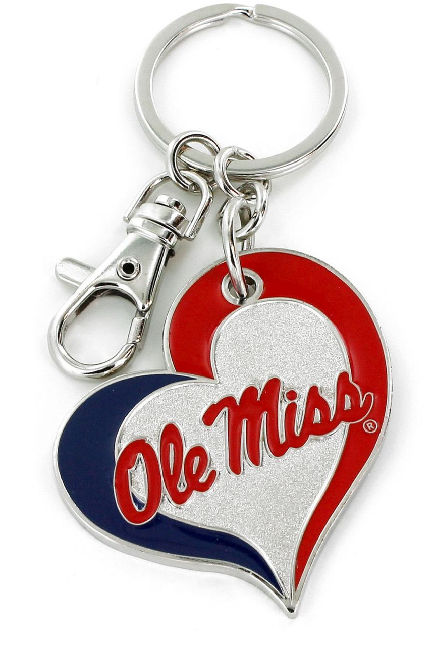 OLE MISS SWIRL HEART KEYCHAIN