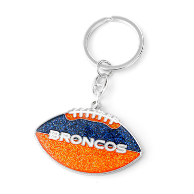 DENVER BRONCOS GLITTER FOOTBALL KEYCHAIN