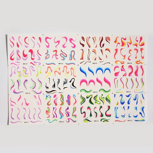 12 Patterns Color Wave Line Water Decals (AE115)