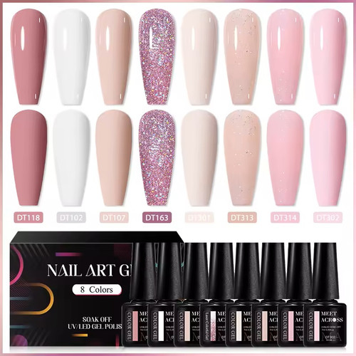 8 Pcs/Set Colorful Gel Nail Polish