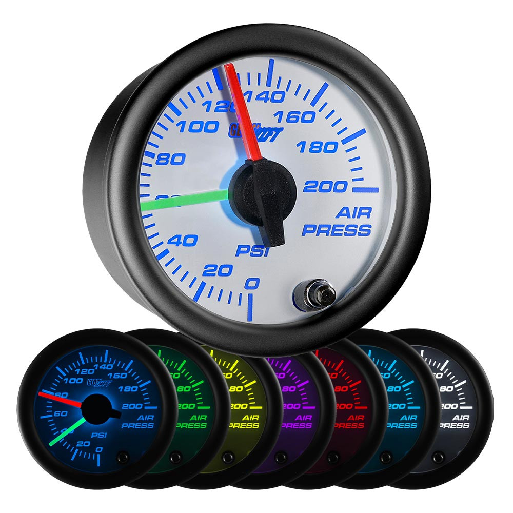 GlowShift | Tinted 7 Color Series Dual Needle Air Pressure Gauge