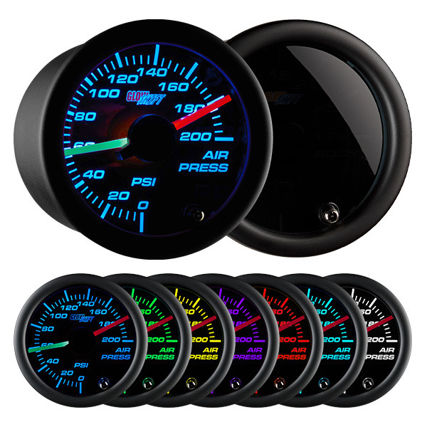 GlowShift | Tinted 7 Color Series Dual Needle Air Pressure Gauge