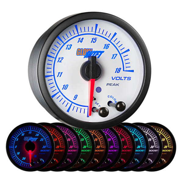 GlowShift | White 7 Color Series Volt Gauge for Cars and Trucks
