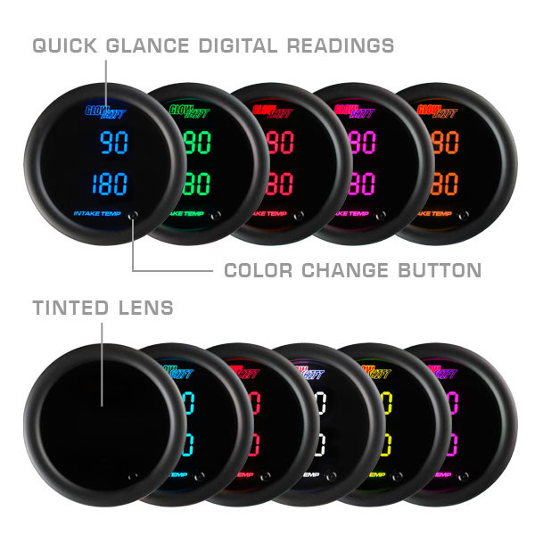 GlowShift | 10 Color Digital Dual Intake Temperature Gauge