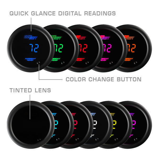GlowShift | 10 Color Digital Ambient Air Temperature Gauge
