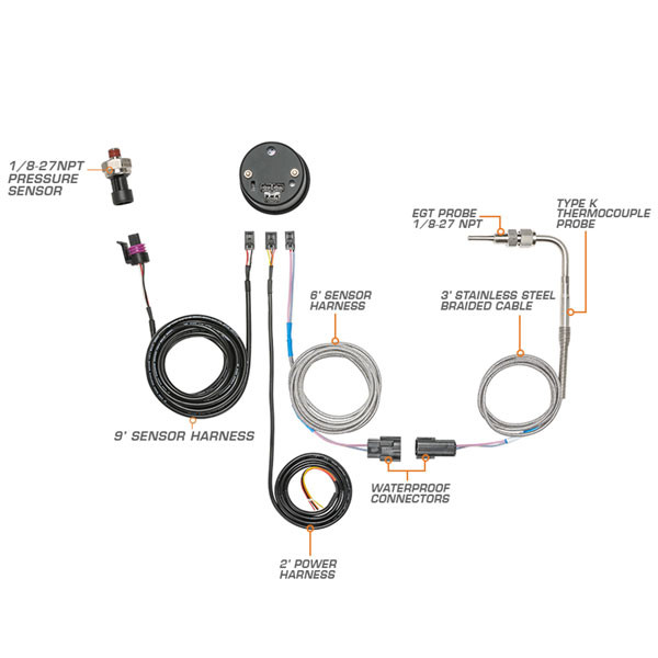 GlowShift | 10 Color Digital Dual 60psi Boost and EGT Gauge Kit