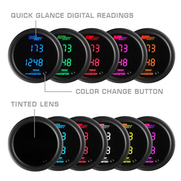 GlowShift | 10 Color Digital Dual Pyrometer EGT & Temperature Gauge