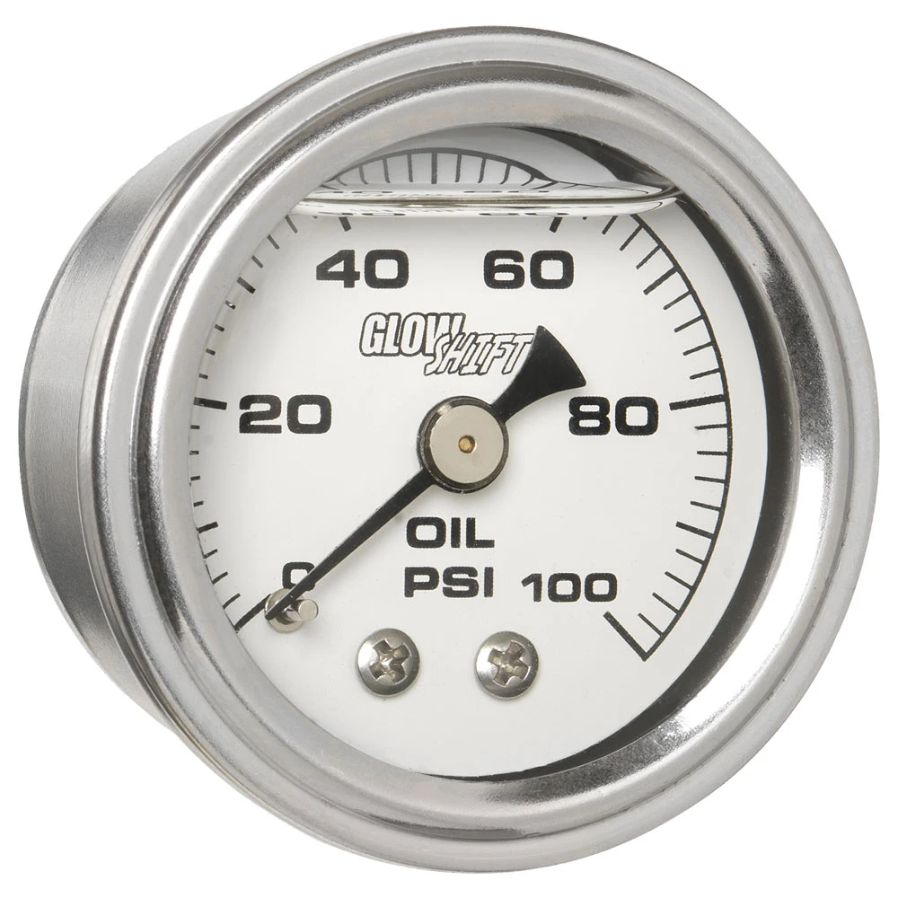 GlowShift | White Dial Mechanical Liquid Filled Oil Pressure Gauge