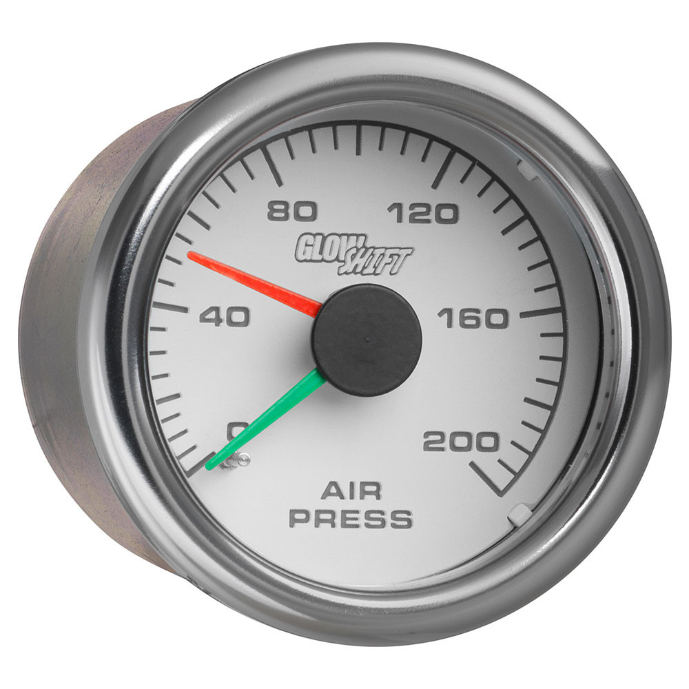 GlowShift | White Analog 200 PSI Mechanical Dual Air Pressure Gauge