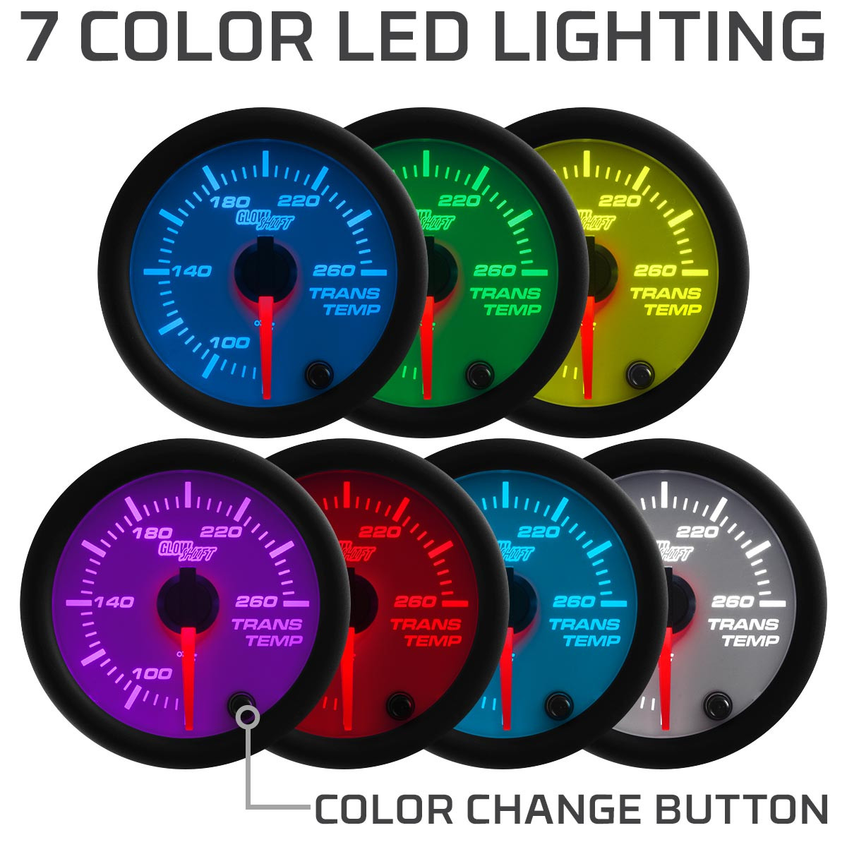 GlowShift | White 7 Color Transmission Temperature Gauge