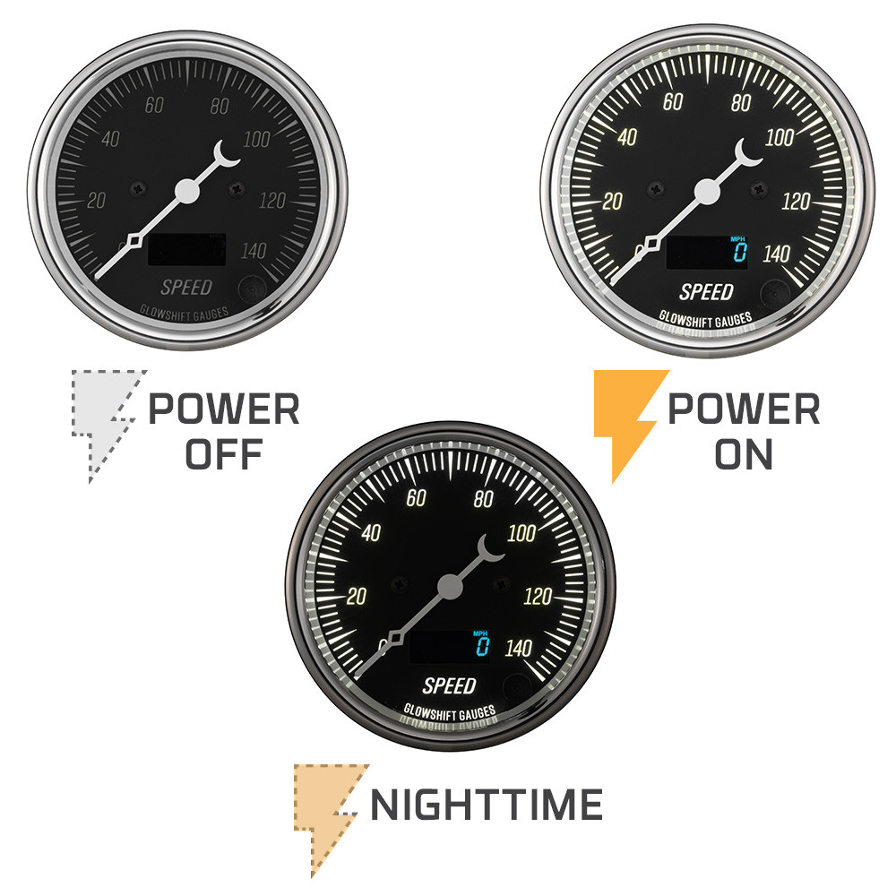 GlowShift | Classic Series Black Vintage Speedometer MPH Gauge