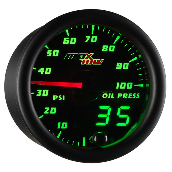 GlowShift | Black & Green MaxTow Double Vision™ Gauge Series