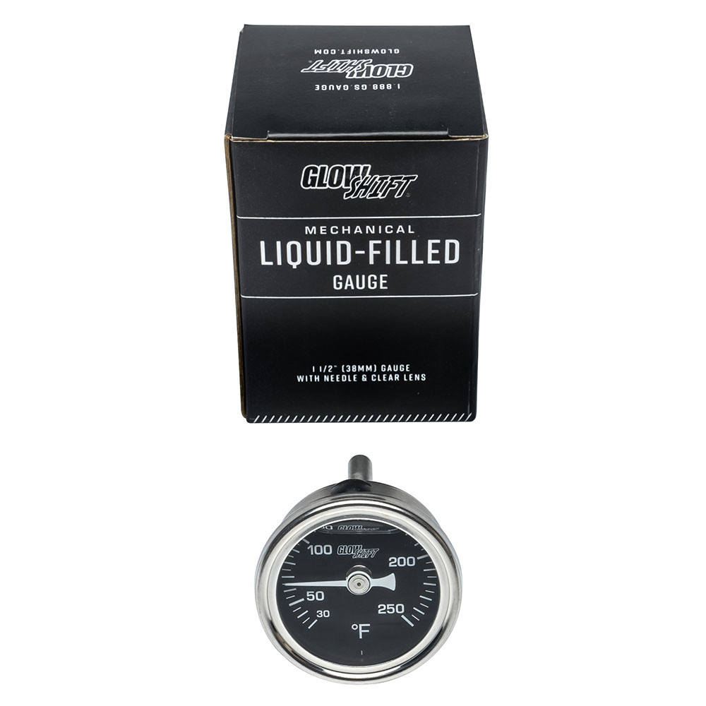 GlowShift | 1-1/2” Black Dial Liquid Filled Mechanical Temperature Gauge