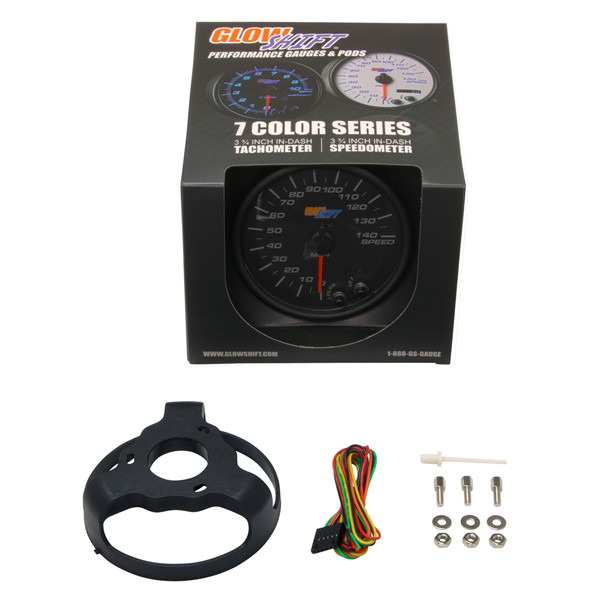 GlowShift | Black 7 Color 3-3/4” In-Dash Speedometer Gauge
