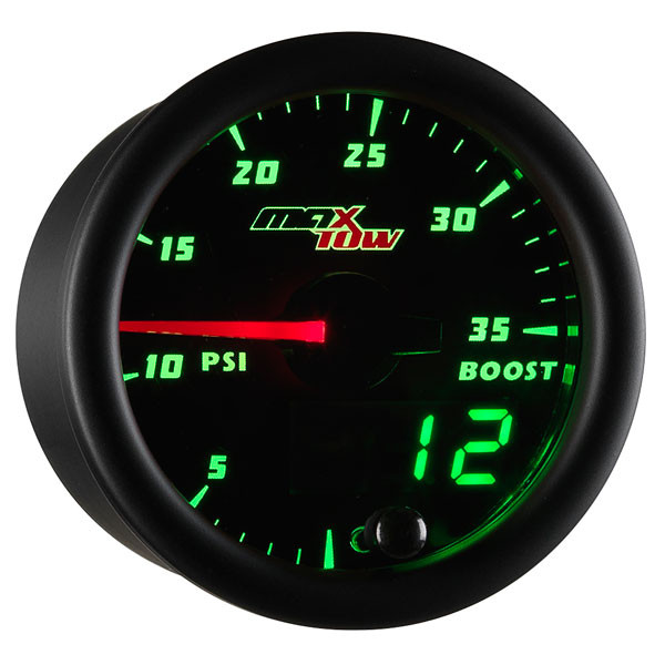 GlowShift | Black & Green MaxTow Double Vision™ Gauge Series