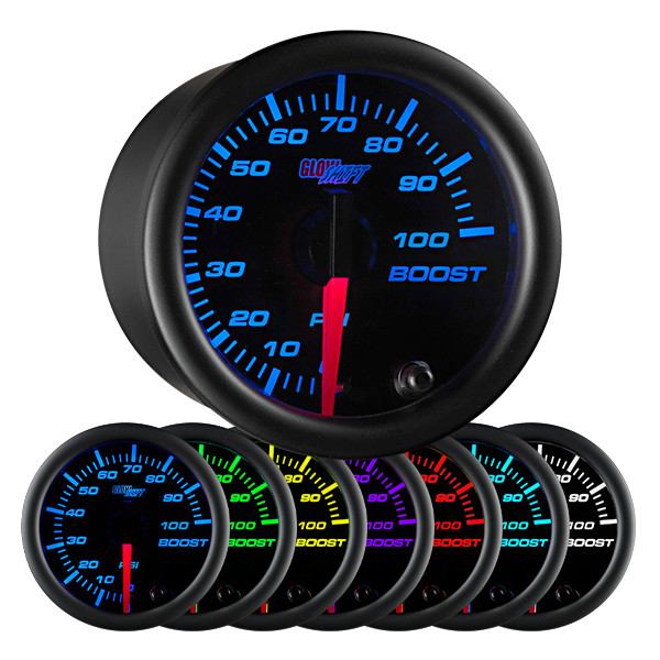 GlowShift | Black 7 Color Series 100 PSI Boost Gauge