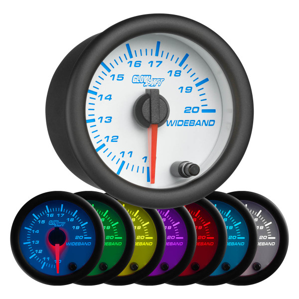 GlowShift | White 7 Color Series Analog Wideband Gauge