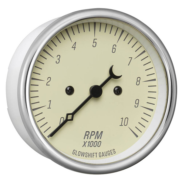 GlowShift | Classic Series Antique White Vintage Tachometer RPM Gauge