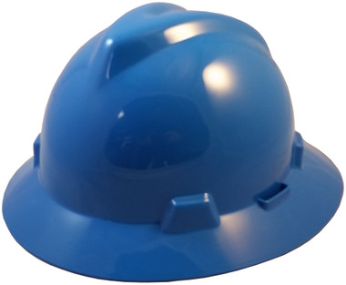 MSA # 475368 V-Gard Full Brim Safety Helmets with Fas-Trac Liners Blue ...