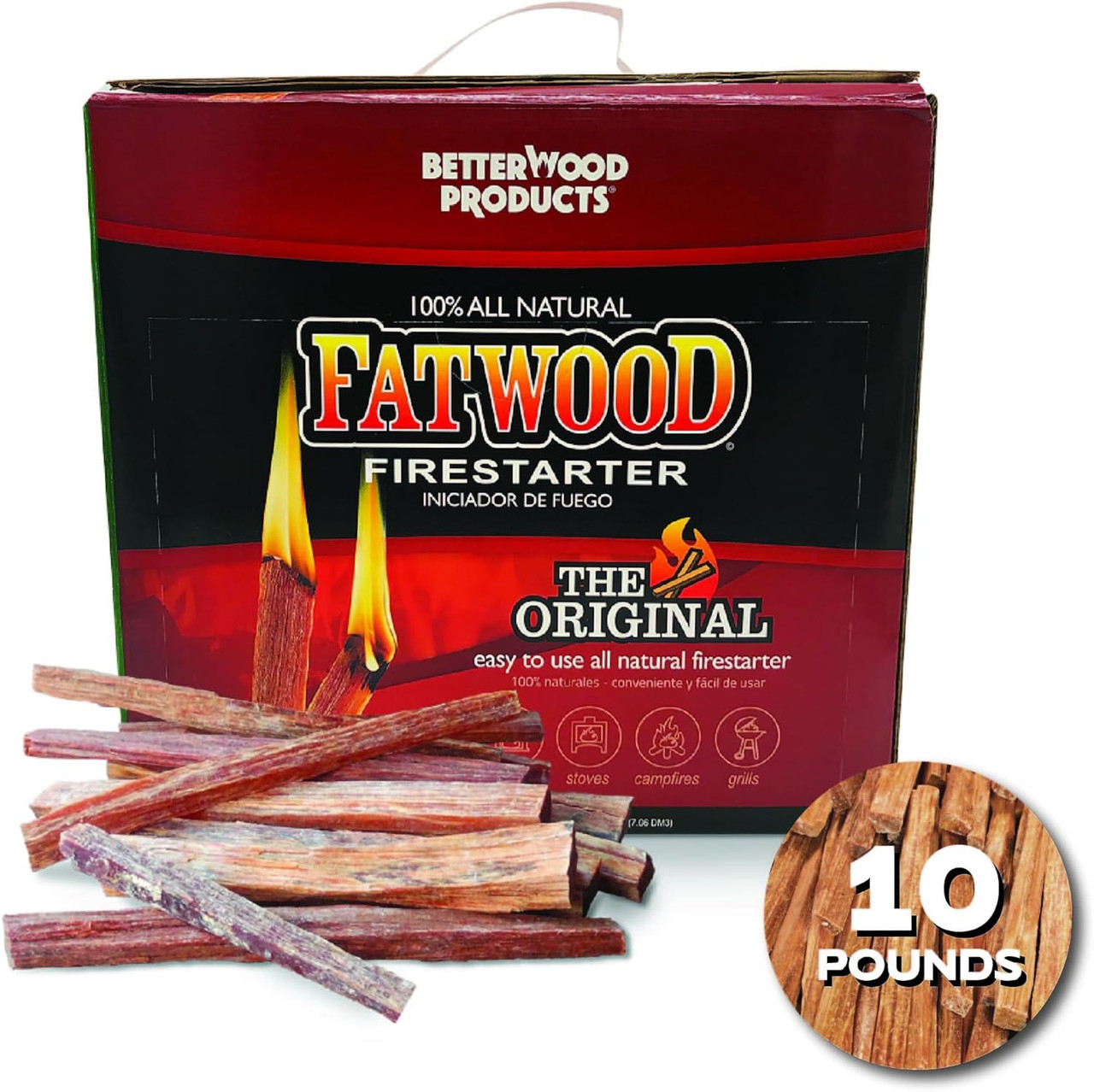 Fatwood Natural Firestarter - 10Lbs Box - Black Swan Home