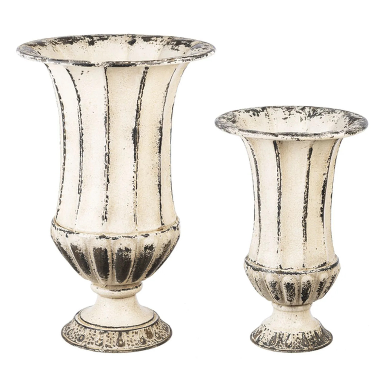 Distressed Ivory Urn - Large - Black Swan Home