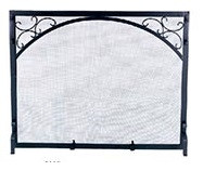 Black Wrought Iron Panel Screen w Scroll Design 31"H x 39"W - Black ...