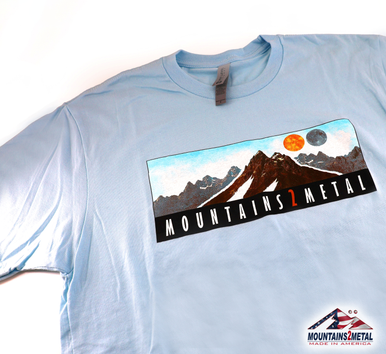 M2M Logo Mountain Landscape T-Shirt BLUE - Mountains2Metal