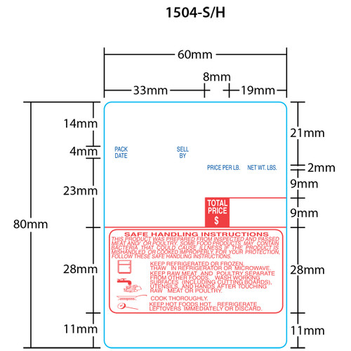 Digi Printer Labels 1504-S/H for DPS-2600/DPS-6000/DPS-7000 80mm 3 ...